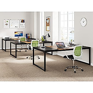 Tribesigns 70.8 Inch Modern Executive Desk, Large Workstation Office Computer Table, Modern Simple Business Study Writing Desk Furniture for Home Office, Black and Brown