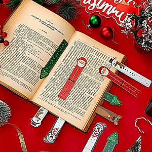 75 Pieces Christmas Theme Bookmark Rulers for Kids Students Snowman Santa Christmas Tree Elk Reindeer Character Bookmarks Xmas Pattern Printed for Christmas Presents Holiday Party Favors Supplies