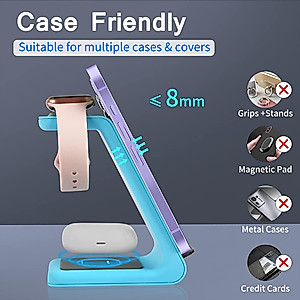 Wireless Charging Station, 3 in 1 Fast Wireless Charger Stand Dock Compatible with iPhone 15/15 Plus/15 Pro Max/14/13/13 Pro/13 Pro Max/12/12 Pro/11/XR/XS Max, iWatch Series SE/6/5/4/3/2,AirPods 2/Pro