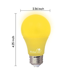 Bioluz LED Yellow Light Bulbs 60W Replacement Non-Dimmable A19 LED Bulbs 4-Pack