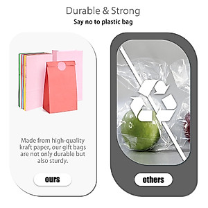 JOHOUSE 54PCS Gift Bags,Party Favor Paper Bags, Paper Bags with Stickers 8 Colors Goody Bags Treat Bag for Party Birthday Baby Shower Wedding