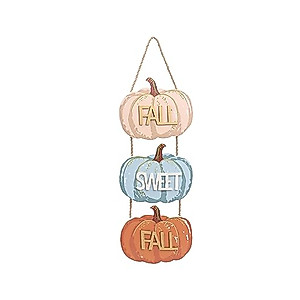 DN DECONATION Fall Hanging Wall Sign Wood Pumpkin Door Hanger Fall Signs Decor, 3 Pieces Rustic Hanging Sign for Autumn Harvest Thanksgiving Halloween Wall Decorations Indoor Outdoor for Home