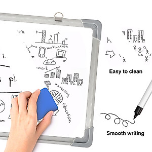 EOOUT Monthly Calendar Dry Erase Whiteboard for Wall, 16" x 12" Magnetic WhiteBoard, Portable Hanging Double-Sided White Board for Office Drawing Kitchen Planning Memo, School Home Memo to Do List
