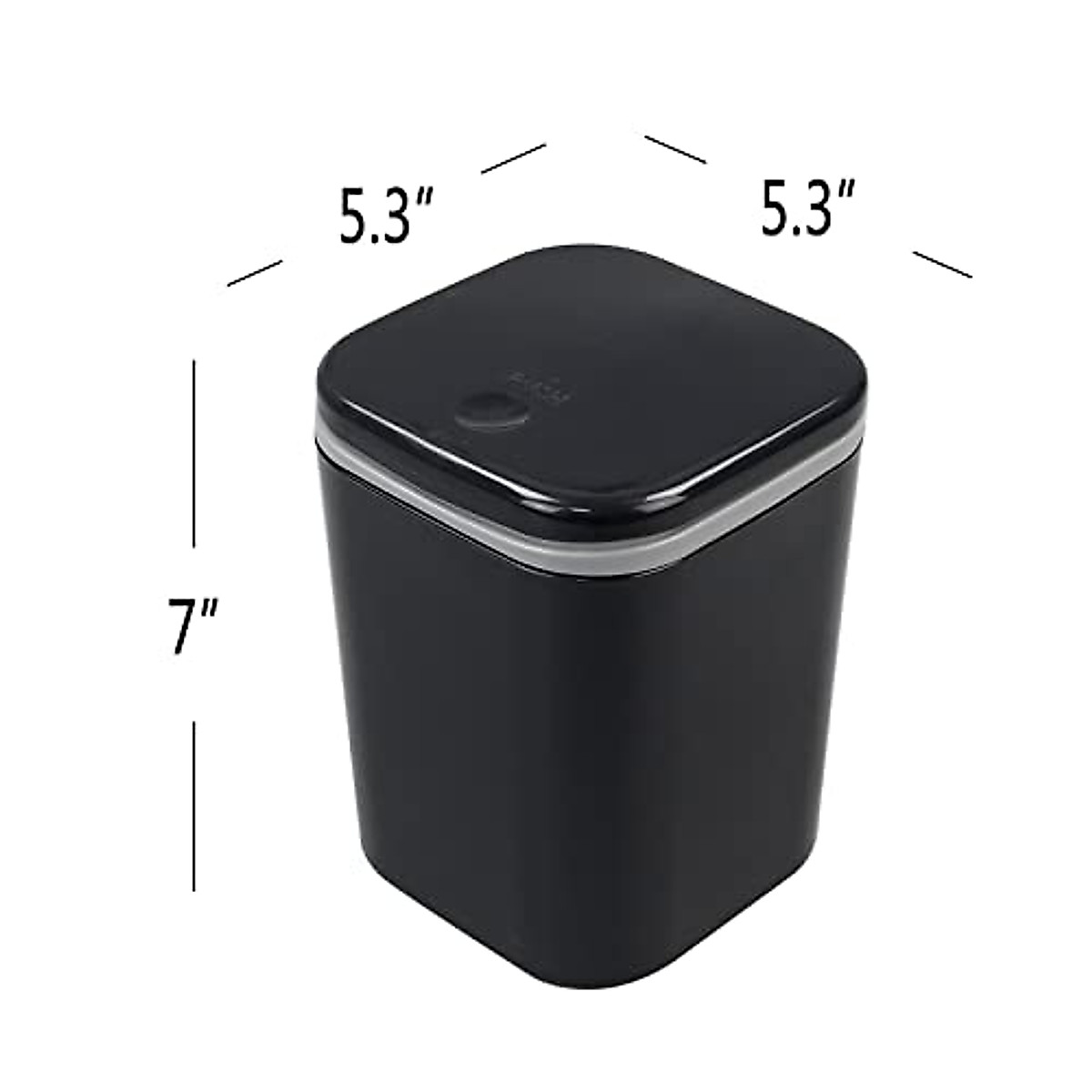 Zopnny Plastic 0.5 Gallon Tiny Trash Can, Desktop Mini Waste Bin, Black