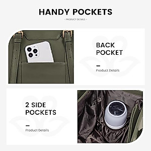 LOVEVOOK Laptop Bag for Women - 15.6 inch Lightweight PU Laptop Tote, Large Capacity Computer Bag with Clutch Purse for Business, Work, Travel, School, Casual (Olive Green, 15.6 Inch)