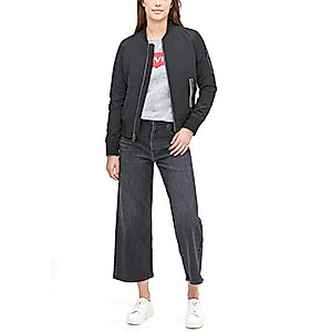 Levi's Women's Poly Bomber Jacket with Contrast Zipper Pockets, Black, Small