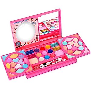 Tomons Kids Makeup Kit for Girls Princess Real Washable Cosmetic Pretend Play Toys with Mirror - Safety Tested- Non Toxic