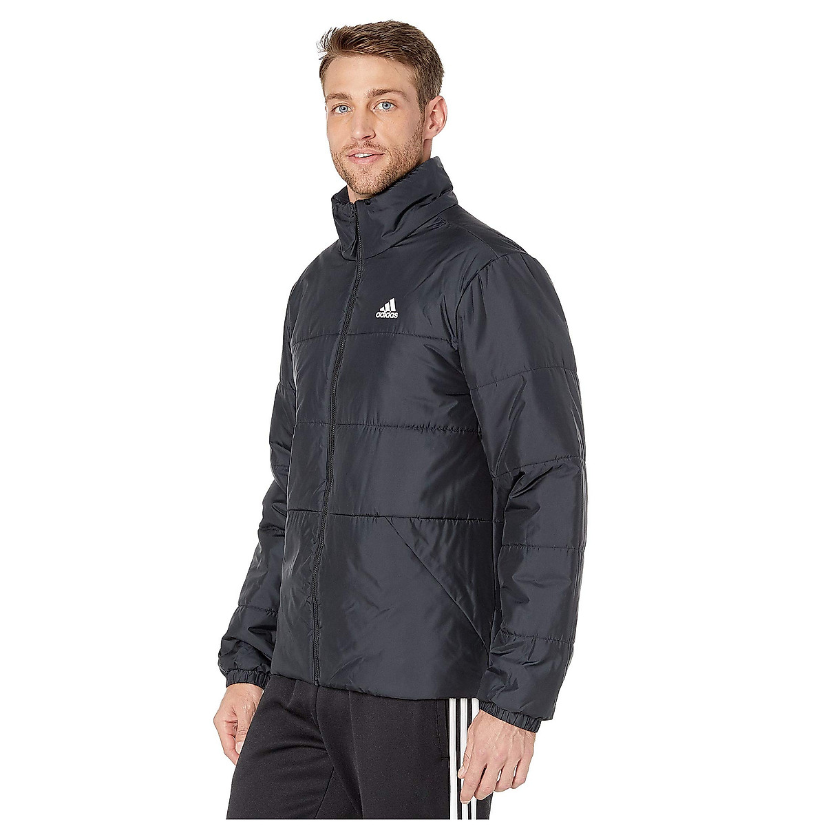 adidas Men's BSC 3-Stripes Insulated Outdoor Jacket, Black/Black, XX-Large