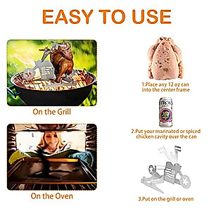 Motorcycle Beer Can Chicken Holder for Grill, Portable Beer Chicken Stand, Roast Chicken Rack for Outdoor BBQ (Five-Pointed Star)