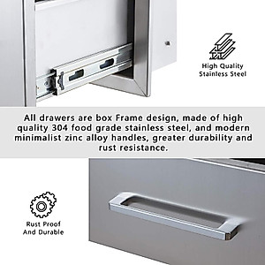 ROREP Built-in Propane Drawer, Pull-Out Propane Tank Drawer StoragePropane Drawer Stainless Steel, Propane Tank Drawer with Handle for Outdoor Kitchen BBQ Island