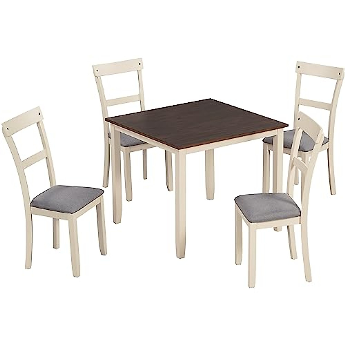 WOZNLA Comfortable Room 5-Piece Classic Counter Height Dining Set-Elegant Wood Kitchen Table, Padded Chairs-Ideal for Family Gatherings, Onesize, Brown