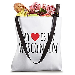 MY HEART IS IN WISCONSIN Cute American State Tote Bag
