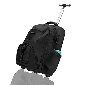 LemoHome Rolling Backpack,18 inch Water Resistant Wheeled Laptop Backpack,Carry on Luggage Business Bag,Trolley Suitcase for Men Women Adults to Travel (Black)