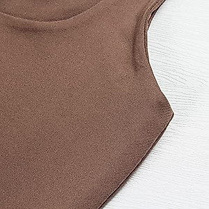 Artfish Women's Sleeveless Strappy Seamless Crop Tank Tops Square Neck Workout Fitness Basic Cropped Camis (Mocha Brown, S)
