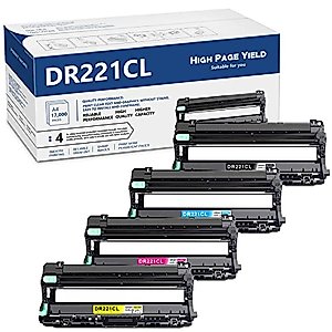 (17,000 Pages) DR-221CL DR221CL Drum Unit Set Compatible Replacement for Brother DR221CL Drum Unit 4 Pack DCP-9020CDN HL-3140CW MFC-9130CW 9140CDN Printer, 1BK+1C+1M+1Y (Not Include Toner)