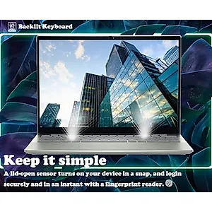 Dell Inspiron 14 Inch FHD Touchscreen 2 in 1 Business Laptop, AMD Ryzen 7 5825U, 16GB RAM, 512GB SSD, Windows 11 Pro, Backlit Keyboard, Fingerprint Reader, HDMI, WiFi 6, Pebble Green