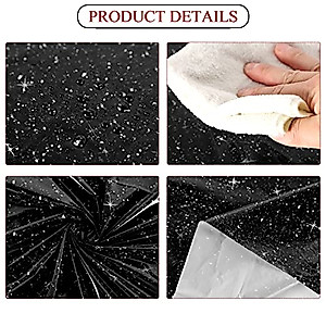 3 Pcs Black Sequin Glitter Tablecloth 54 x 108 Inch Sparkly Shimmer Shiny Waterproof Rectangle Table Cover for Wedding Birthday Graduation Decorations
