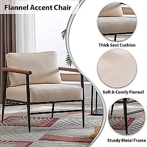 ANJHOME Mid Century Modern Accent Chairs Set of 2, Fabric Lounge Chair with Steel Frame, Comfy Simple Upholstered Armchair for Living Room