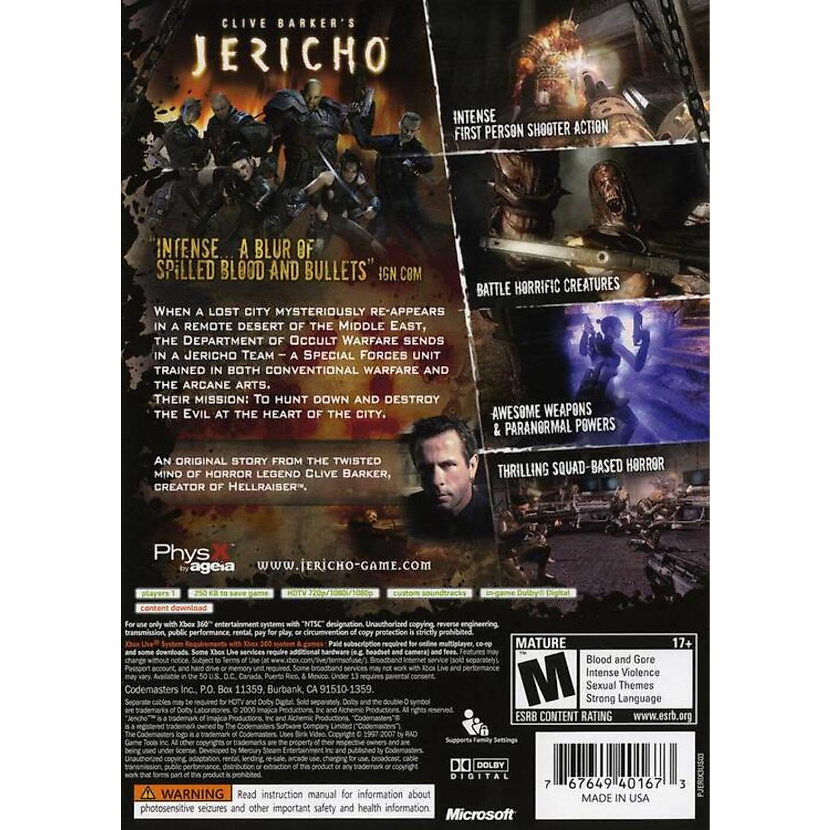 Clive Barker's Jericho Xbox 360 Game NEW