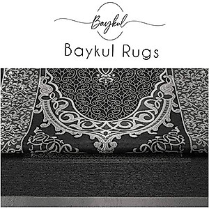 BAYKUL Muslim Prayer Rug - Islamic Turkish Prayer Rugs - Great Ramadan Gifts - Prayer Mat for Women and Men-Islam Carpet-Portable Muslims Mats-Praying Rugs Islam with Beads-Gift Prayer Beads 99 (Grey)