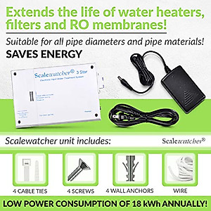 Scalewatcher 3 Original Electronic Descaler | USA Made & Patented Hard Water Softener/Conditioner Alternative | 600mA Chemical-Free and Salt-Free Electric Limescale Preventer and Remover