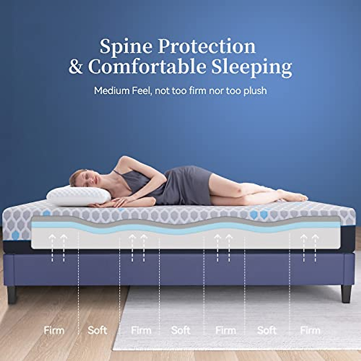 Vyfipt Full Size Memory Foam Mattress 10 Inch Bed in a Box Bamboo Charcoal Infused Gel Foam Cooling Medium Firm Mattress - Breathable - No Box Spring Needed – Full,10 Inch