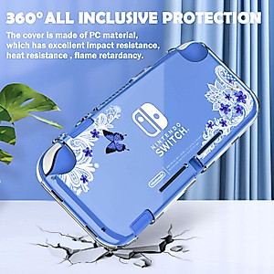 DLseego Purple Butterfly Flower Floral Switch Lite Protective Case Clear 2-Piece Split Full Wrap PC Hard Shell Anti-Scratch All-Round Protection Cover for Switch 2019 Model