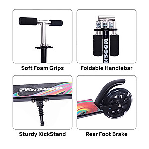 TENBOOM Scooter Toys for Kids Ages 6-12/3-5, Light Up Wheels Christmas Birthday Gifts for Girls Boys, Easy Folding Kids Scooter with 3 Levels Adjustable Handlebar