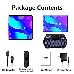 Android TV Box 11, RK3318 USB 3.0 Ultra HD 4K HDR 4GB RAM 64GB ROM 2.4G 5.8G Dual Band WiFi with BT 4.1 WiFi 100M Ethernet with Backlit Mini Keyboard Set Top TV Box