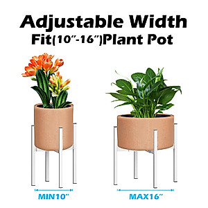 DDPow Heavy Plant Stand for 10"-16" Plant Pot, Plant Stand Indoor Outdoor Corner, Adjustable Metal Heavy Duty Plant Stand for Large Pot (White 1 Pack)
