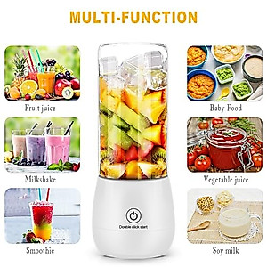 Portable Blender,USB Rechargeable Smoothie Blender,Personal Blender for Shakes and Smoothies with 6 Sharp Blades,16OZ Travel Cup and Lid,One Touch Auto-cleaning Waterproof Blender for Kitchen, Office