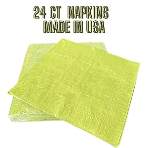 Green Beverage Paper Napkins for Holidays Party Decorations, Disposable Luncheon Napkins serve 24, Made in USA, | 24 ct | 2 ply | 6.5"x6.5" size folded