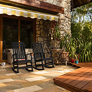 FUNBERRY Outdoor Rocking Chairs Set of 2, HDPE All Weather Poly Lumber Rocker, High Back Patio Rockers Easy Assembly