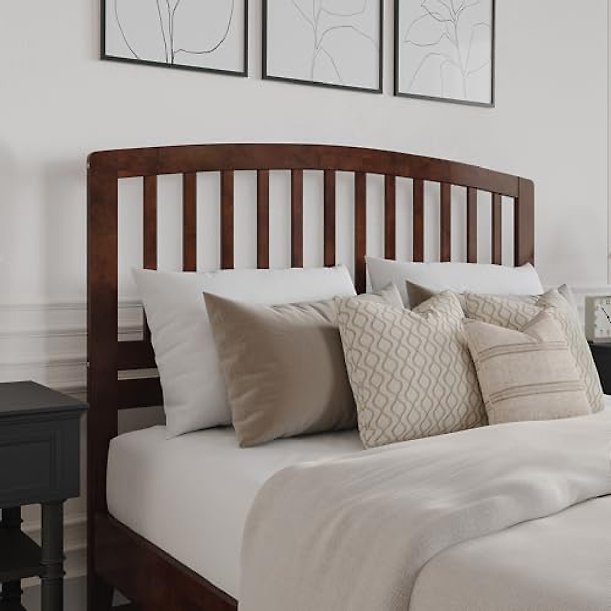 AFI Richmond Queen Size Headboard with Attachable Charger in Walnut