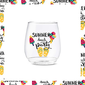 TOSSWARE POP 14oz Vino Summer Sips 1 Series, SET OF 6, Premium Quality, Recyclable, Unbreakable & Crystal Clear Plastic Wine Glasses
