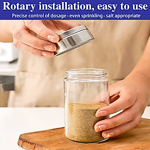 4pcs Salt and Pepper Shakers Set, Salt Shaker and Pepper Shaker with Adjustable Pour Holes, Pepper and Salt Container with Stainless Steel Lid,Glass Salt and Pepper Shakers,Spice Shaker for Kitchen