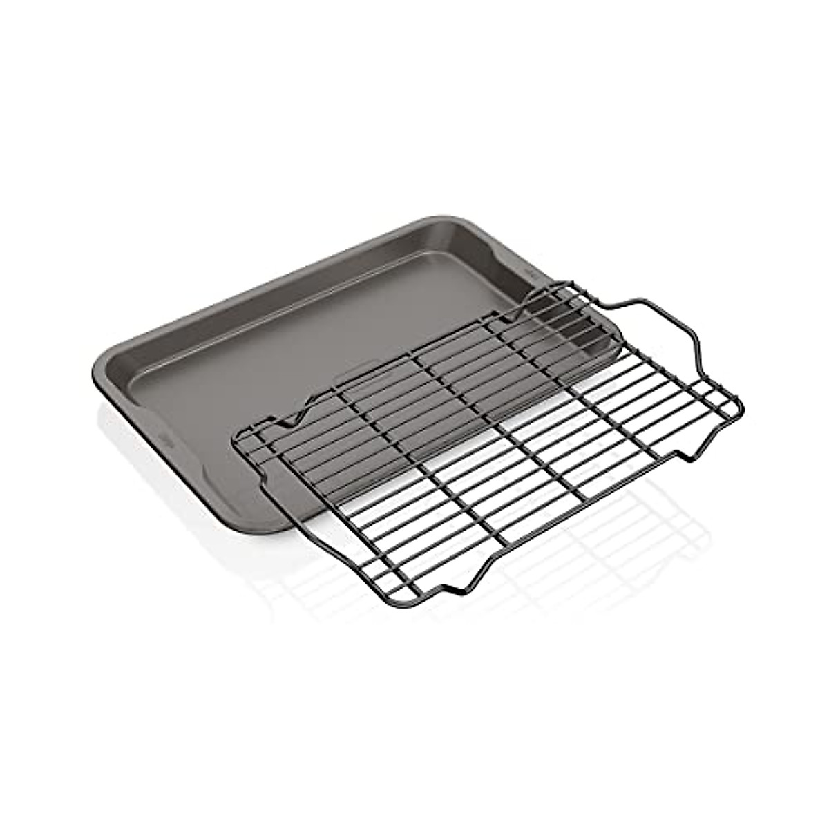 Ninja B32102 Foodi NeverStick Premium 2-Piece Bakeware Sheet Set, Nonstick, Oven Safe up to 500⁰F, with 10 x 15 inch Baking Sheet & 10 x 15 inch Cooling/Roasting Rack, Dishwasher Safe, Grey