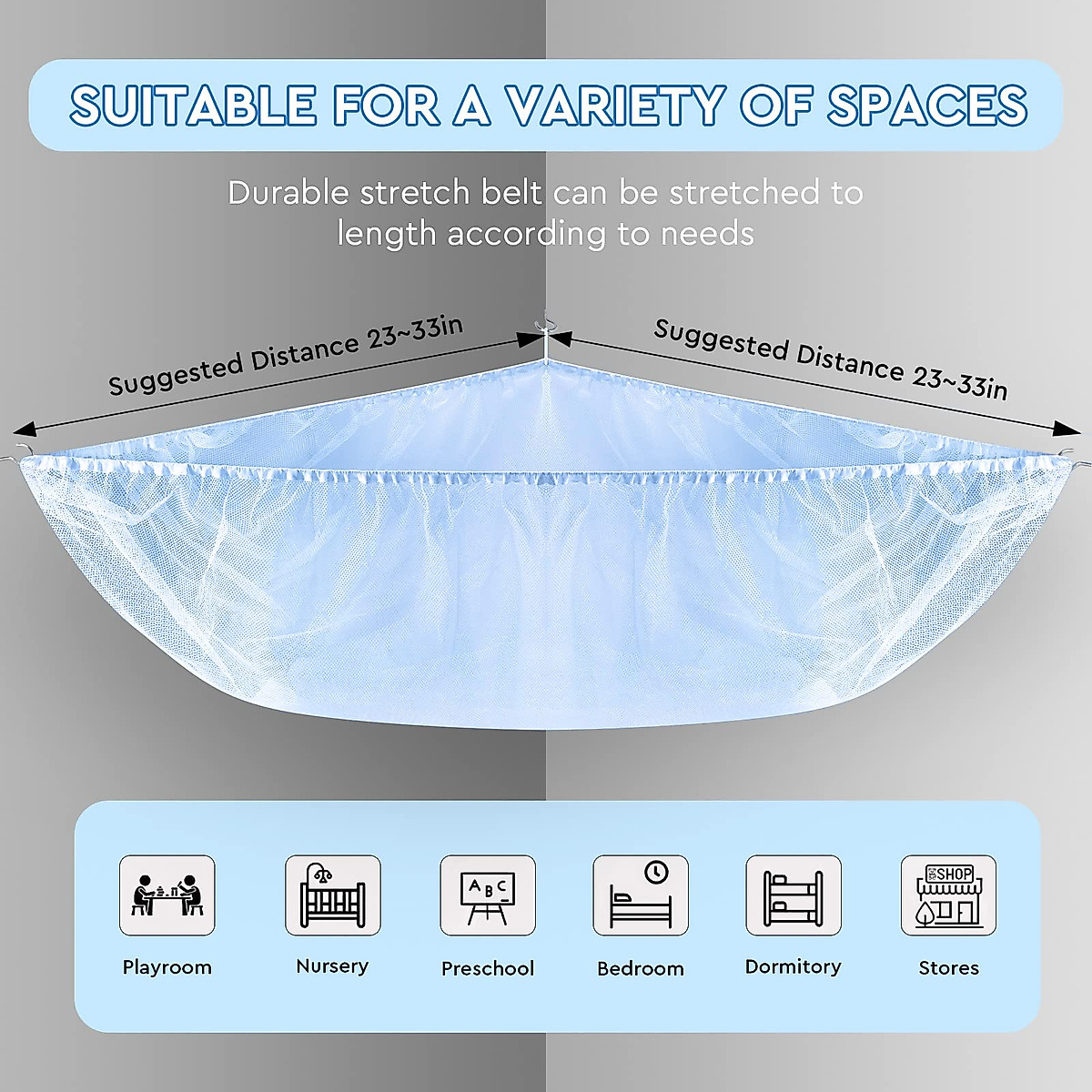 Stuffed Animal Hammock, 2 Pack, Nursery and Playroom Toy Storage Net Organizer for Plush Toys, Kids Bedroom Décor, Rip-Resistant Stuff Animals Holder with Hanging Hardware by Ziz Home