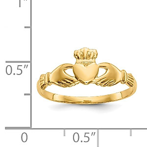 14K Yellow Gold Heart Love Irish Claddagh Celtic Ring Jewelry Size 7.00