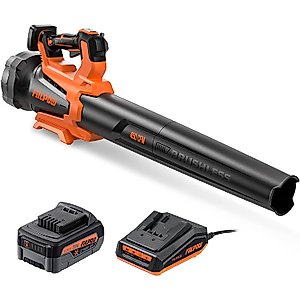 20V 450CFM Leaf Blower, Brushless Blower Cordless with 4.0Ah Battery and Fast Charger, Turbo Mode & Variable Speed Trigger and Lock Dial, Lightweight Axial Blower for Lawn Care, Yard, Driveway