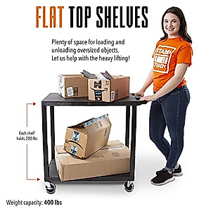 Original Tubstr - Flat Top Utility Cart - Heavy Duty, Supports up to 400 lbs - Flat Shelf Multipurpose Cart Perfect for Home, Garage, Catering, Warehouse and More (2 Shelf / 35x18)