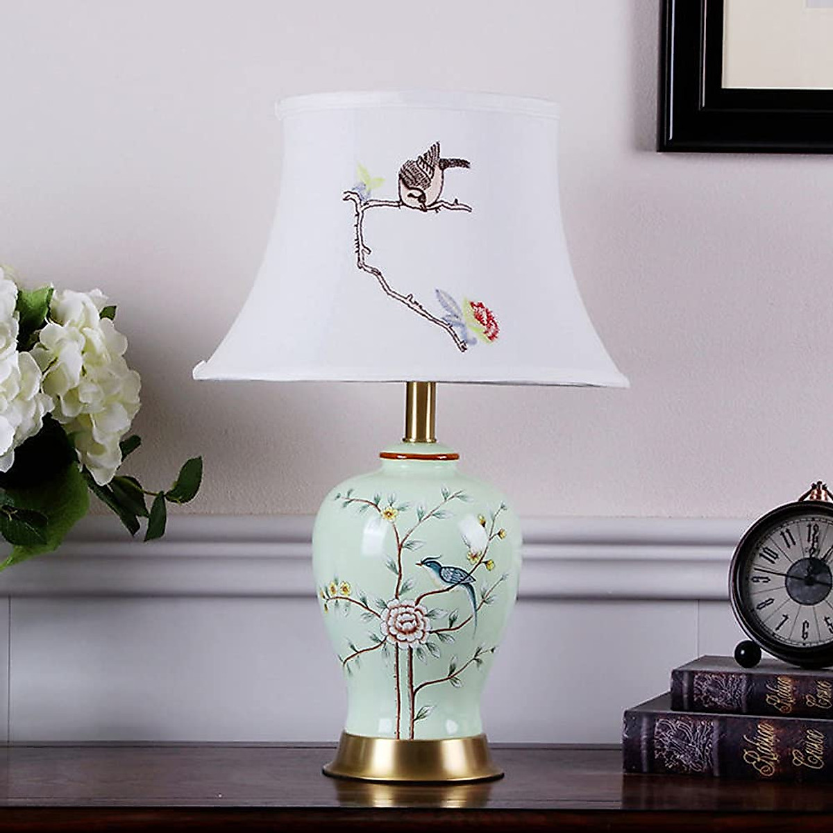 GaRcan Large Oriental Ceramics Table Lamp Creative Handmade Painting Table Lamps China Antique Vase Bedroom Desk Lamp Large Table Lamps for Living Room End Table