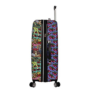 Betsey Johnson 26 Inch Checked Luggage Collection - Expandable Scratch Resistant (ABS + PC) Hardside Suitcase - Designer Lightweight Bag with 8-Rolling Spinner Wheels (Girls Print)