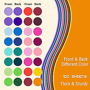 Livholic 100 Pack Heavy Colored Paper Cardstock Front Back Different Color Codes Colorful Cardstock 250GSM for DIY Art, Scrapbook, Paper Crafting,School Supplies (100)