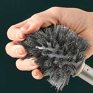 Long Handle Toilet Brush 1 Set Wall-Mounted with Holder Flexible Bristles Hangable Design No Dead Corner Bathroom Bowl Cleaner Scrubber Kit Easy Pink