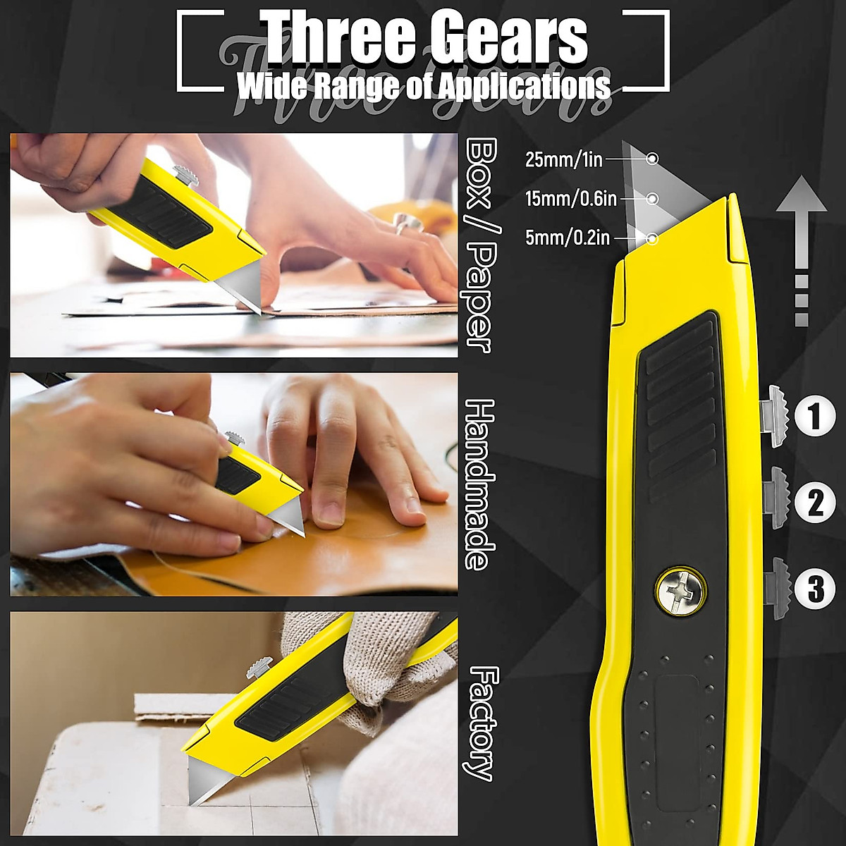 Jetmore 4 Pack Box Cutter Utility Knife, Heavy Duty Box Cutter Knife Razor Knife with 10 SK5 Blades, Box Cutter Retractable, Aluminum Shell Box Opener Box Knife for Home Office Construction