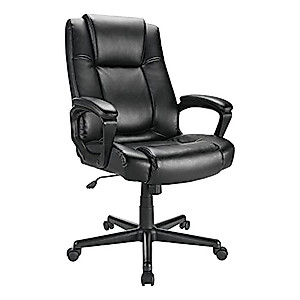 Realspace® Hurston Bonded Leather High-Back Executive Chair, Black, BIFMA Certified