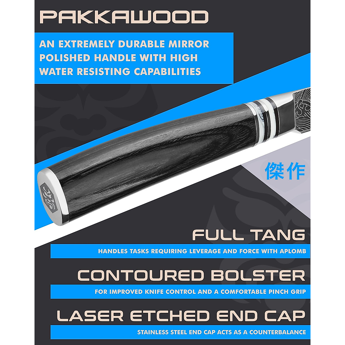 KESSAKU 3.5-Inch Paring Knife - Ronin Series - Forged High Carbon 7Cr17MoV Stainless Steel - Pakkawood Handle with Blade Guard