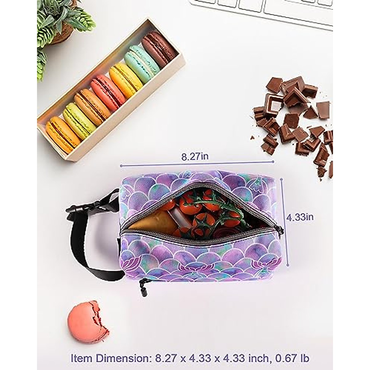 Amersun Freezable Small Cooler Bag(Built-in Ice Packs, TSA Approved), Insulated Lunch Bag for Child, Reusable Snack Bags for Kids, Portable Mini Cooler Bag with Adjustable Handle (Mermaid)