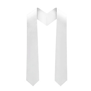 lescapsgown Adult Plain Graduation Stole 60" Long White